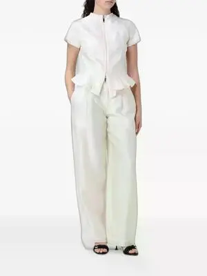 Staud Pierre Wide-leg Trousers In Light Beige Satin