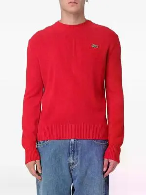 Lacoste Logo Patch Crew Neck Knitwear - Red