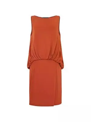 Alberta Ferretti Gathered Sleeveless Mini Dress - Orange