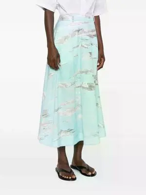 Moschino Cloud-print Cotton Midi Skirt