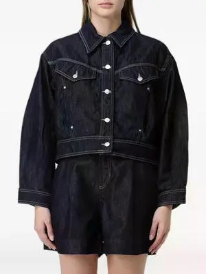 BOSS Cropped Denim Jacket With Contrast Stitching