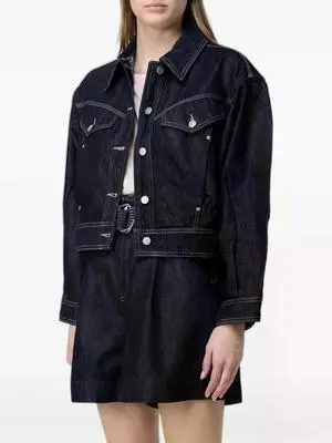 BOSS Cropped Denim Jacket With Contrast Stitching