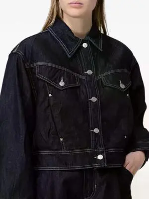 BOSS Cropped Denim Jacket With Contrast Stitching