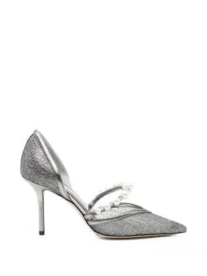 JIMMY CHOO Aurelie Pearl-embellished Stiletto Pumps - Grey