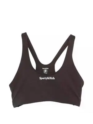 SPORTY & RICH Logo-print Bra - Brown