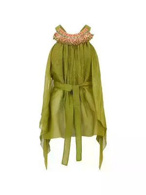 Alberta Ferretti Beaded Halterneck Blouse - Green