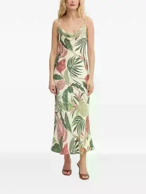 Guess Leaf-print Cowl-neck Midi Dress