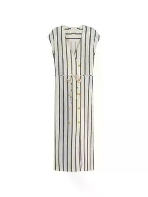Tommy Hilfiger Striped Double-breasted Midi Dress - Neutrals