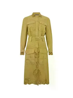 Alberta Ferretti Broderie-anglaise Belted Mini Dress