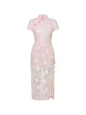 ANOUKI Sequin-embellished Floral-appliqué Maxi Dress