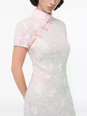 ANOUKI Sequin-embellished Floral-appliqué Maxi Dress