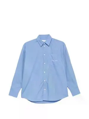 SPORTY & RICH Logo-embroidered Chest-pocket Shirt - Blue