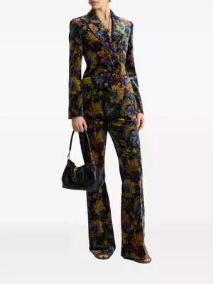 Etro Double-breasted Velvet Jacket With Floral Overprint