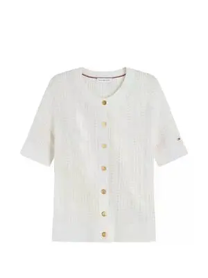 Tommy Hilfiger Cable-knit Short-sleeve Cardigan - White
