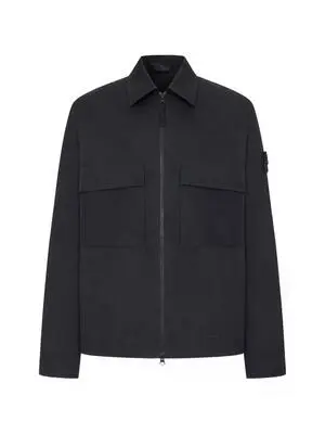 Stone Island Logo-patch Zip-up Shirt Jacket - Black