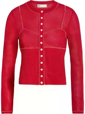 Tory Burch Contrast Stitch Button-up Cardigan