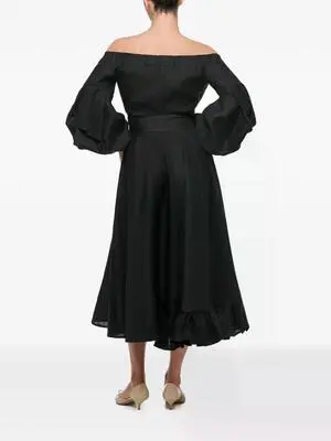 ANOUKI Off-shoulder Ruffled Midi Dress