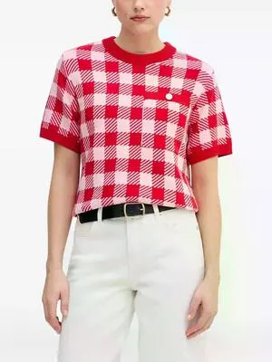 Barbour Esther Gingham Pattern Top - Red