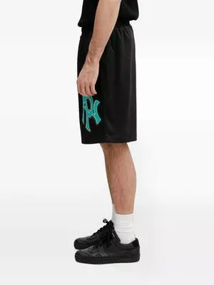 NO PROBLEMO Oversized Mesh Logo-patch Shorts - Black