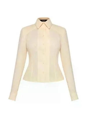 ANOUKI Button-down Long-sleeve Shirt - Neutrals