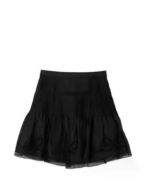 SELF-PORTRAIT Pleated Ruffled Skirt - Black