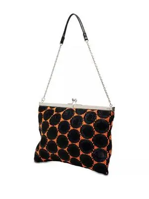 Prada Jacquard Kisslock Clutch With Chain Shoulder Bag