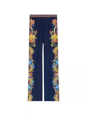 Etro Floral Print Wide Leg Palazzo Pants - Blue
