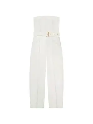 Armani Exchange Strapless Jumpsuit With Belted Waist - White