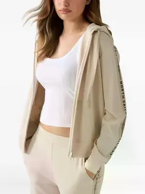 Guess Logo-tape Zip-up Hoodie - Neutrals