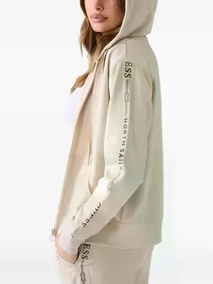 Guess Logo-tape Zip-up Hoodie - Neutrals