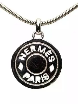 Hermès Palladium Plated Clou De Selle Pendant Necklace - Silver