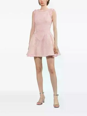 SELF-PORTRAIT Bouclé-knit Frayed Mini Dress