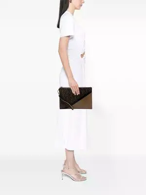 Fendi Ff 1974 Coated Canvas And Leather Diagonal Clutch Bag