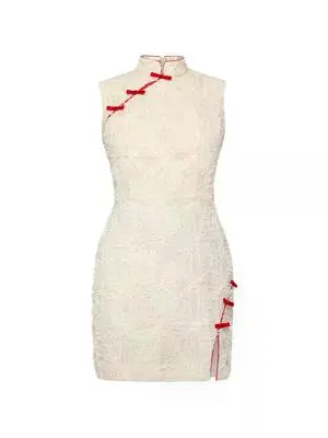 ANOUKI Bow-embellished Textured Mini Dress