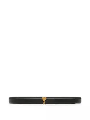 AMI Paris Cowhide Leather Belt With De Coeur Buckle - Black