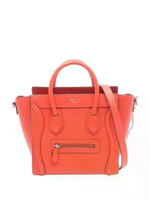 Celine Leather Luggage Tote Satchel - Red