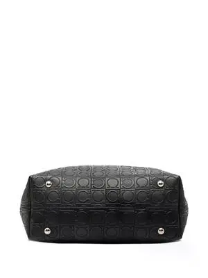 FERRAGAMO Gancini Embossed Leather Tote Bag