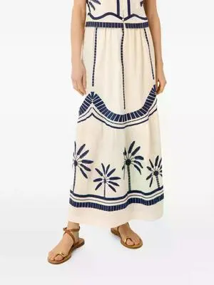 MARIE OLIVER Dania Palm-embroidered Maxi Skirt