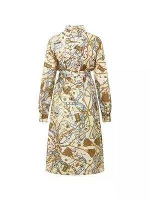 Moschino Graphic Print Belted Long Sleeve Dress