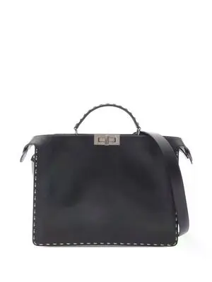Fendi Studded Leather Briefcase - Black