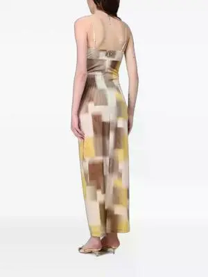 Emporio Armani Abstract Print Tulle Maxi Dress - Neutrals