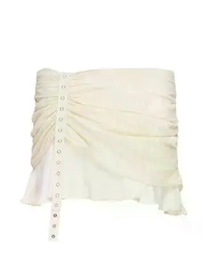 GLOWNY Ruched Detail Mini Skirt - Neutrals