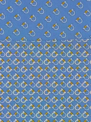 FERRAGAMO Gancini Square-print Silk Neck Tie - Blue