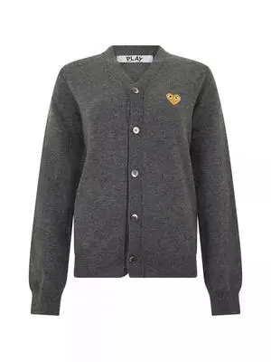 Play Comme Des Garcon V-neck Cardigan With Embroidered Heart