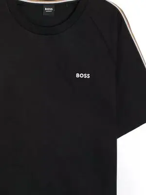 BOSS Logo-print Raglan-sleeve T-shirt - Black
