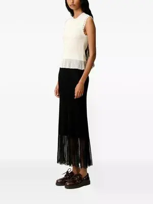 Claudie Pierlot Sleeveless High-neck Knit Top With Sheer Ruffles