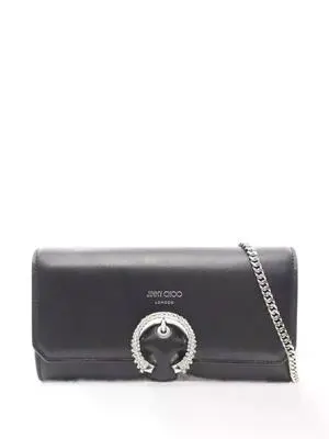 JIMMY CHOO Crystal Buckle Shoulder Bag - Black