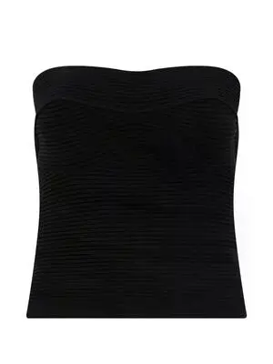 Alberta Ferretti Ribbed Knit Sweetheart Tube Top - Black