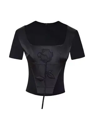 SEEN USERS Rose Embroidered T-shirt