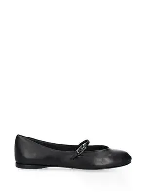 Max Mara Buckle-strap Leather Ballet Flats